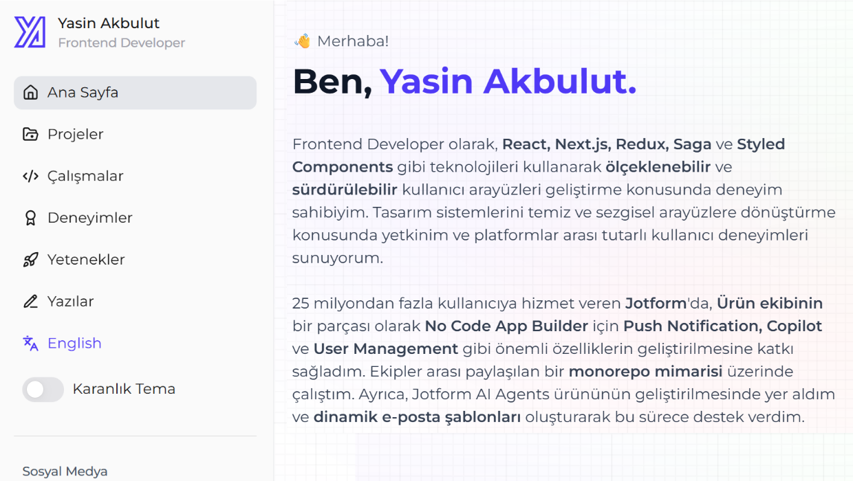 Yasin Akbulut | Frontend Developer